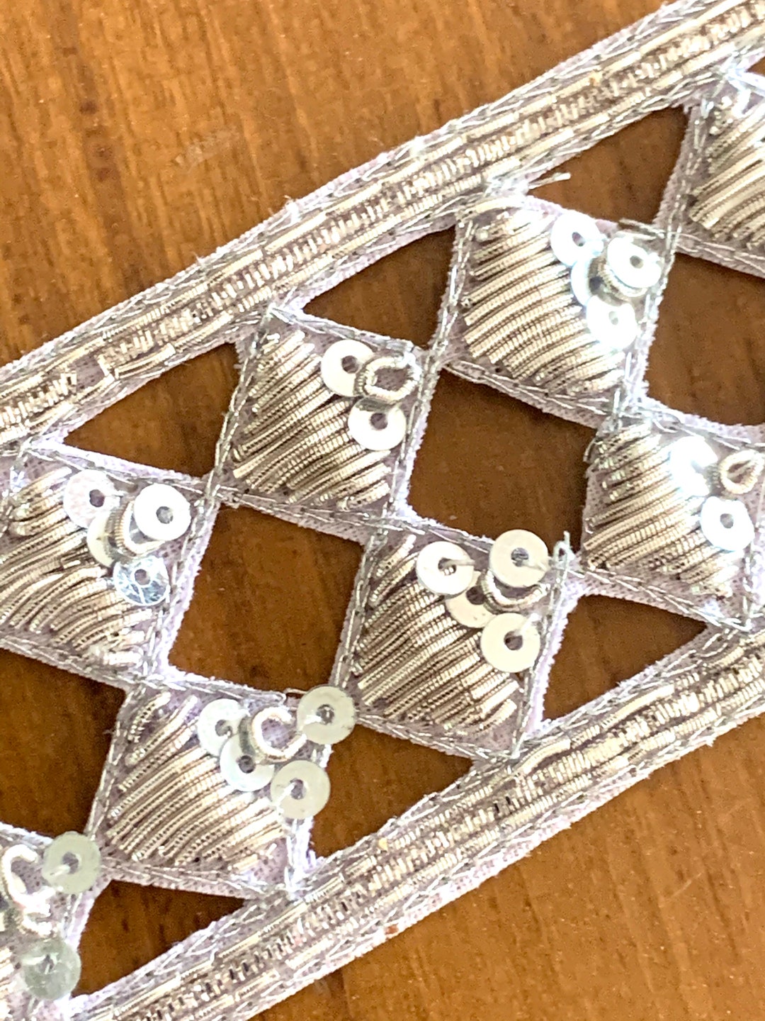 Silver Hand Embroidered Trim, Silver Zardosi Trim, Cut Work Trim ...