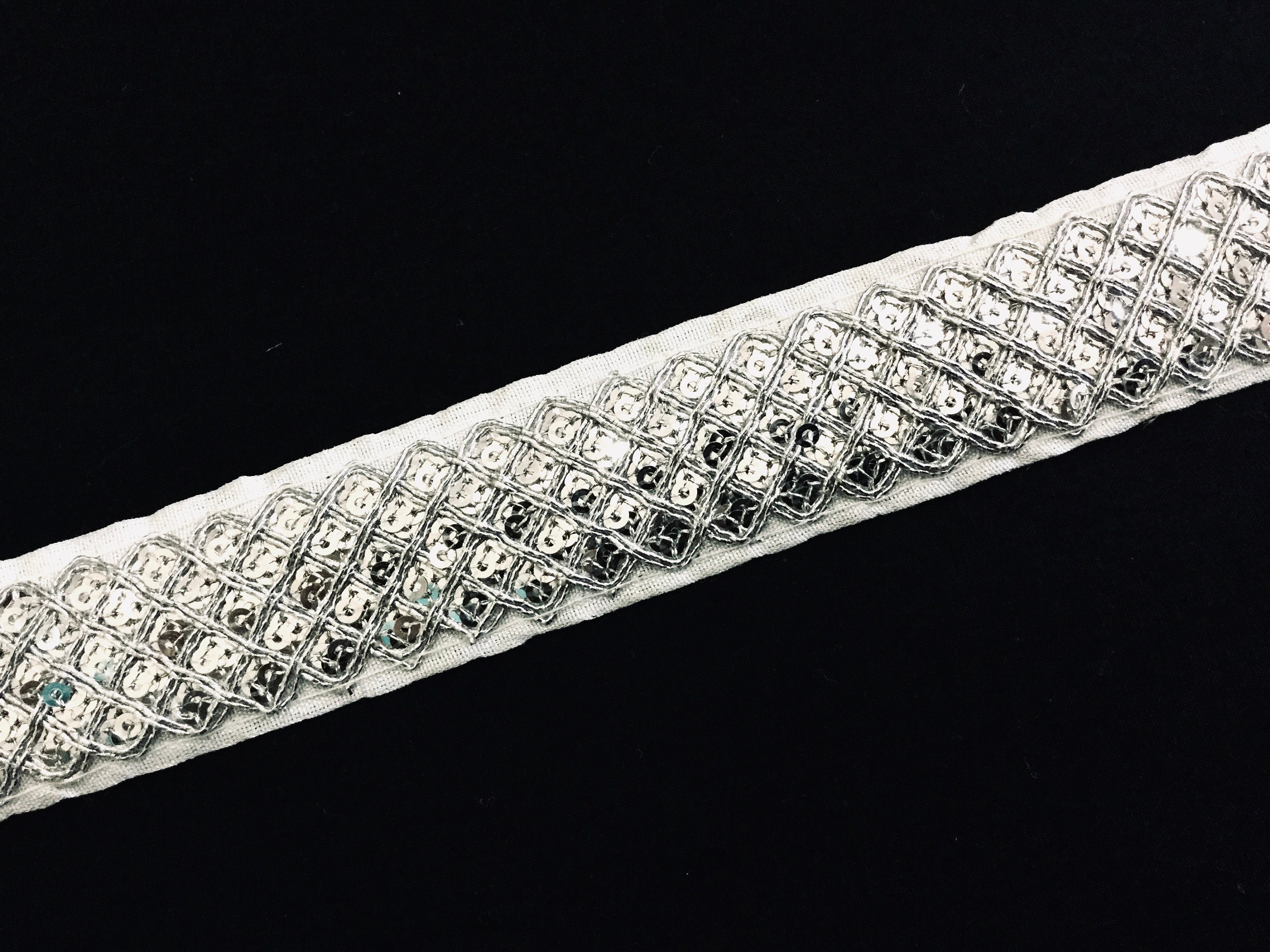 Silver Sequins Trim Silver Trim Bridal Trim Elegant | Etsy