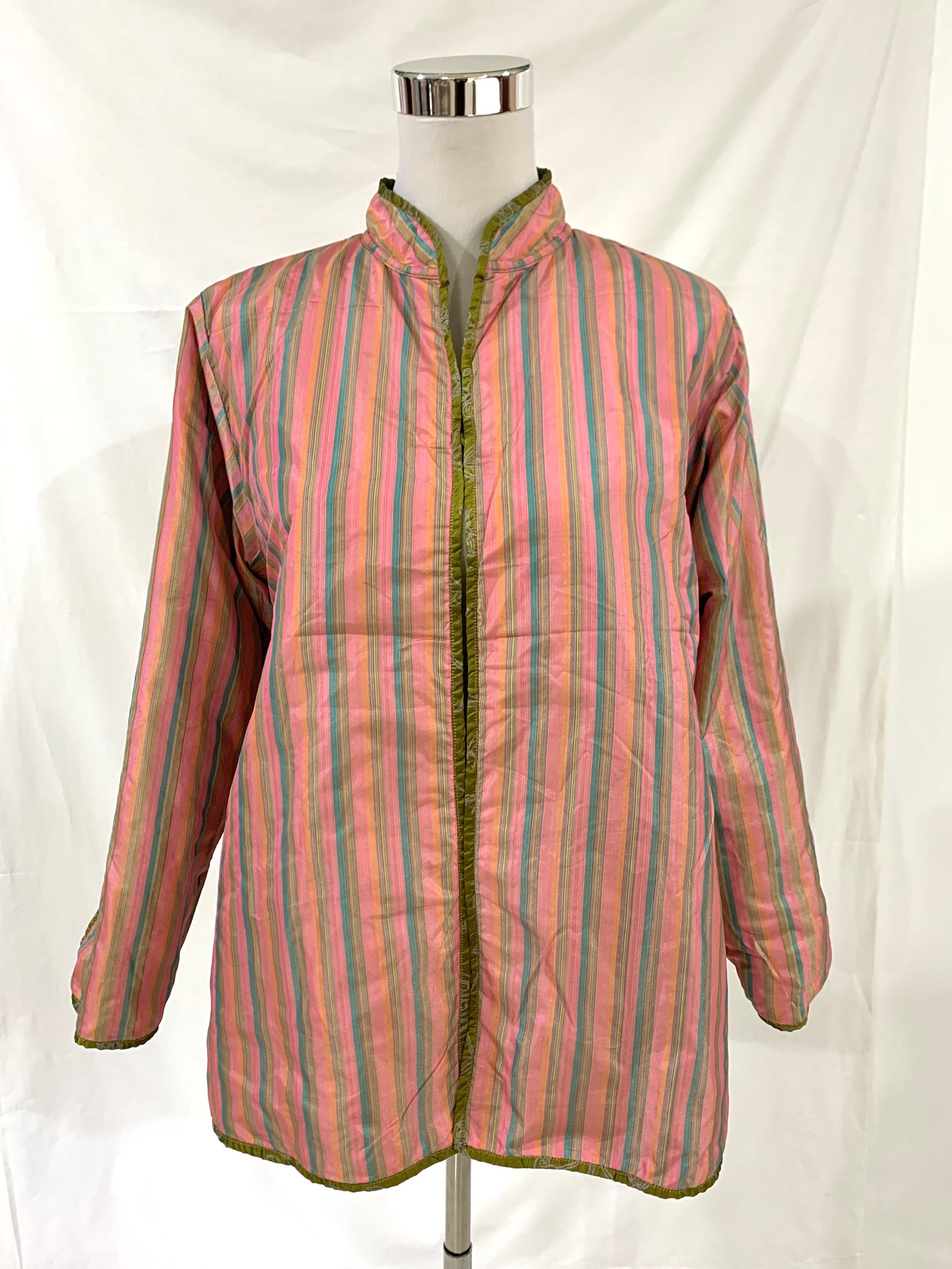 Green Silk Jacket Olive Green Reversible Jacket Hand Block | Etsy Australia