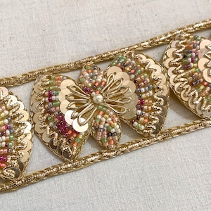 Multicoloured Gold Trim, Hand Embroidered Formal Wear Rim, Golden Cut ...