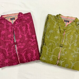 Green Silk Jacket, Olive Green Reversible Jacket, Hand Block Printed ...