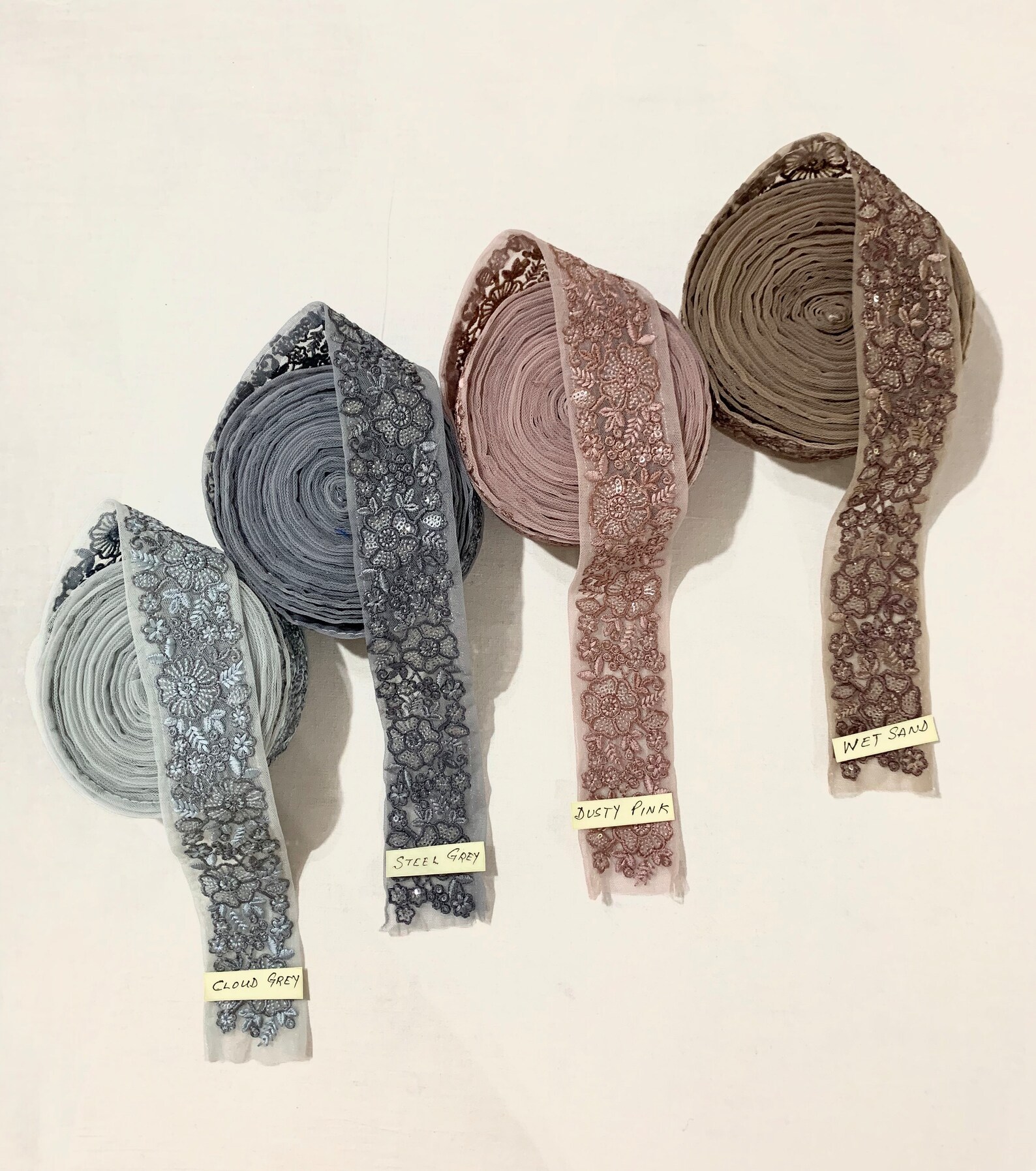 Pink Trim, Dusty Pink Embroidered Trim, Luxurious Tulle Border Trim ...