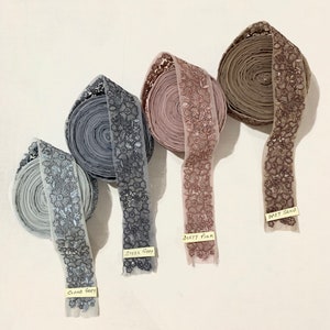Pink Trim, Dusty Pink Embroidered Trim, Luxurious Tulle Border Trim ...