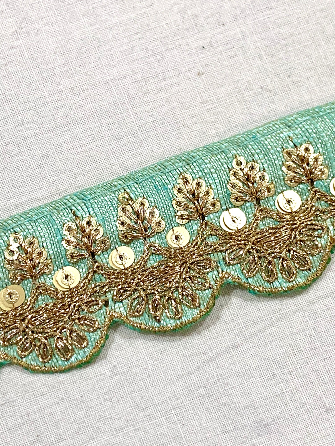 Soft Blue N Gold Trim, Light Blue Embroidered Trim, Bold N Beautiful ...