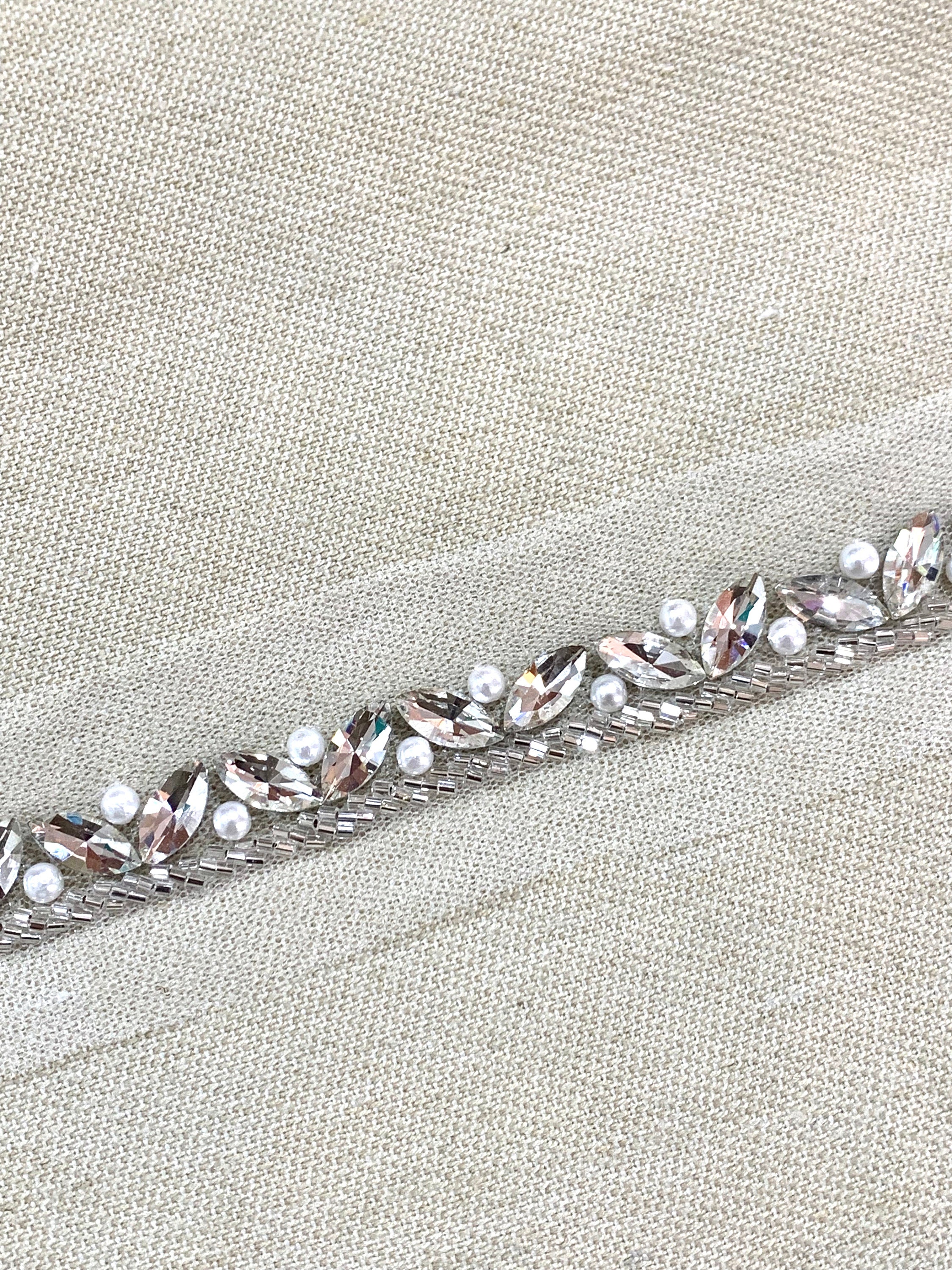 Silver Bridal Trim Silver Crystal Trim Silver Hand Beaded - Etsy Australia