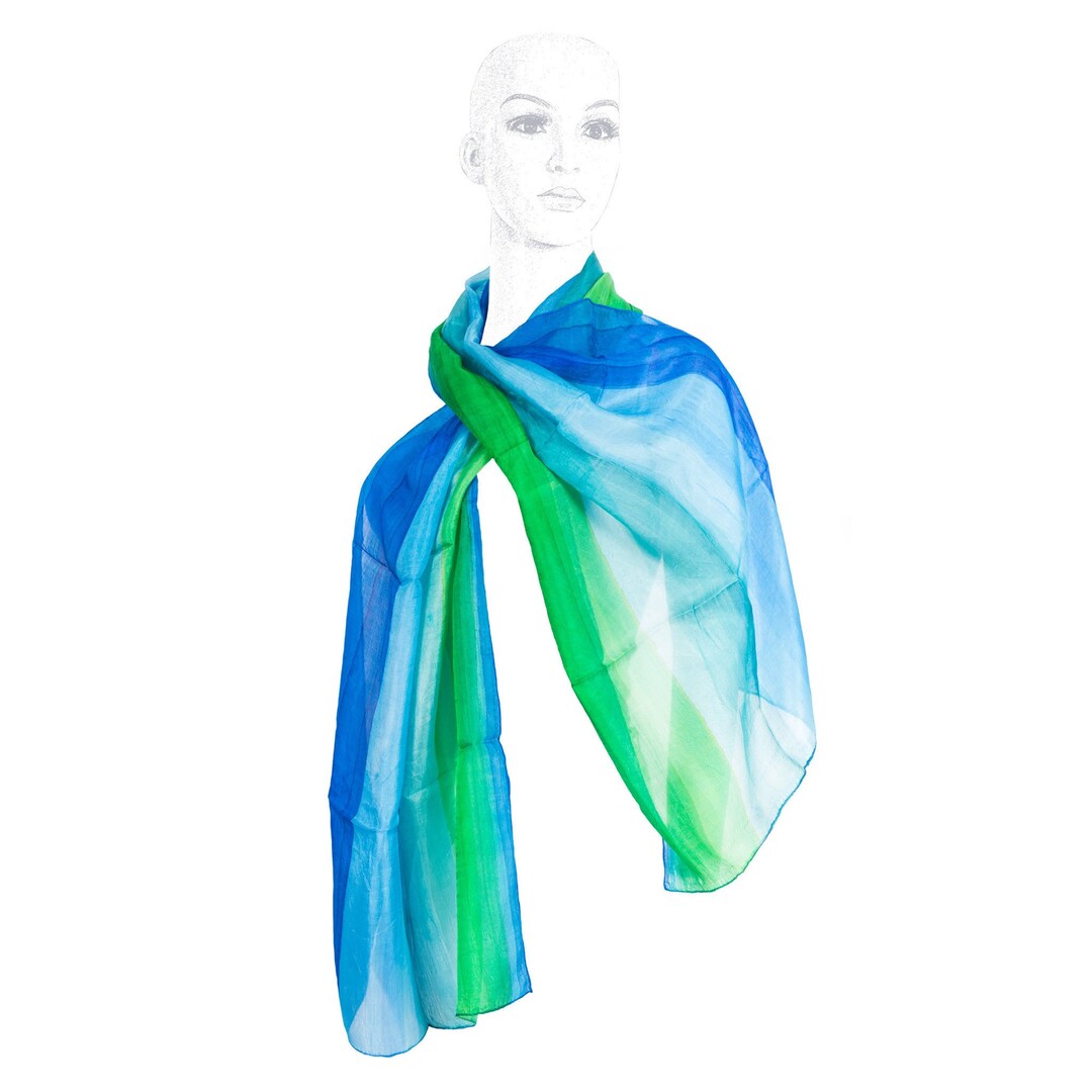 Blue Silk Stripped Scarf, Evening Wear Scarf, All Seasons Scarf,bright ...