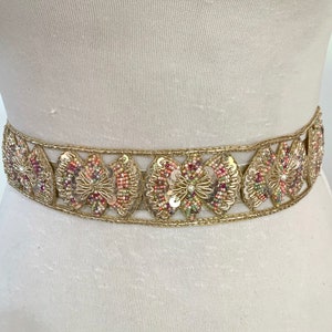 Multicoloured Gold Trim, Hand Embroidered Formal Wear Rim, Golden Cut ...