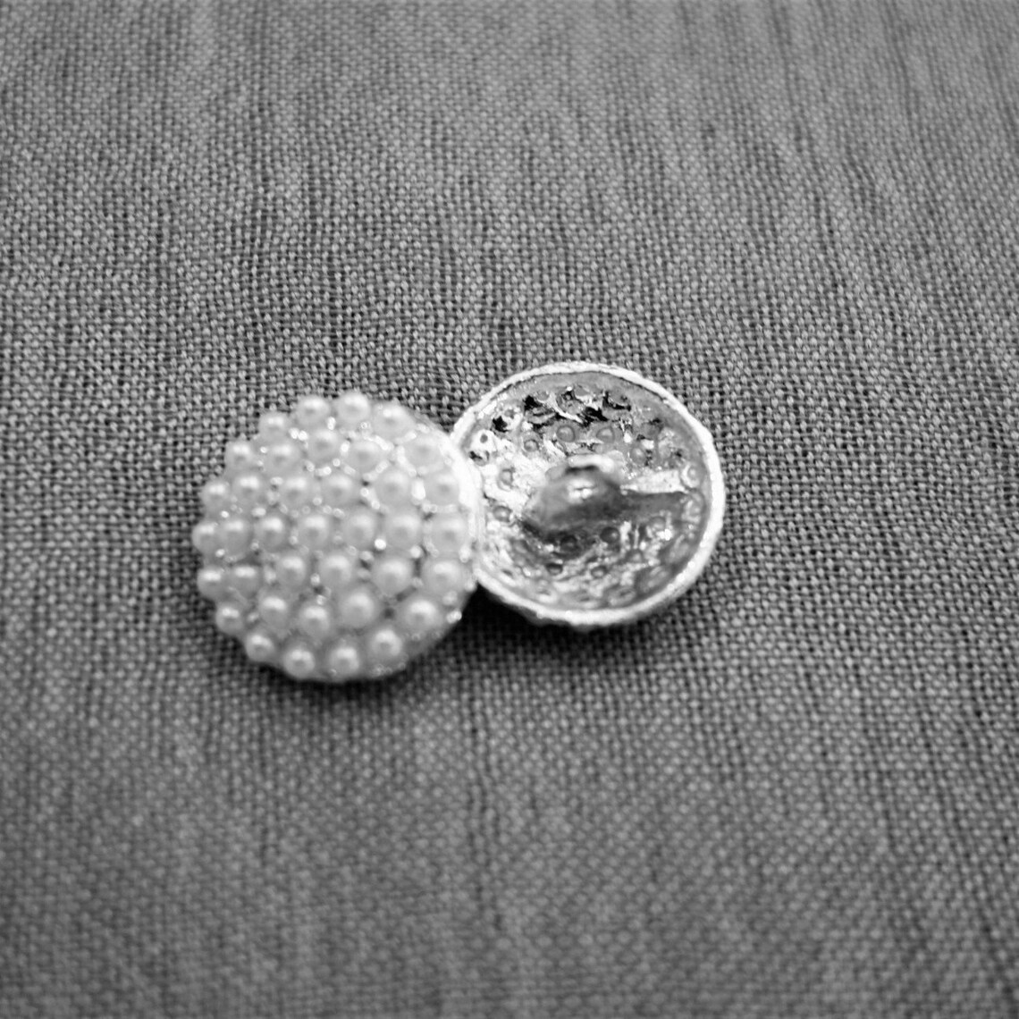 Silver Metallic Buttons Embellished With Miniature Pearls - Etsy Australia