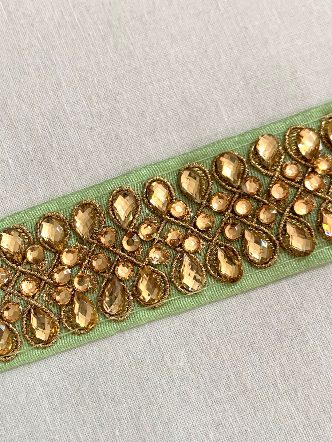 Green Trim, Green N Gold Trim, Golden Rhinestones Trim, Border Trim ...
