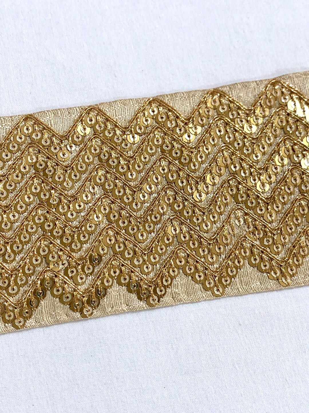 Golden Sequin Trim - Golden Raw Silk Trim - Sequin Trim - Border Trim ...