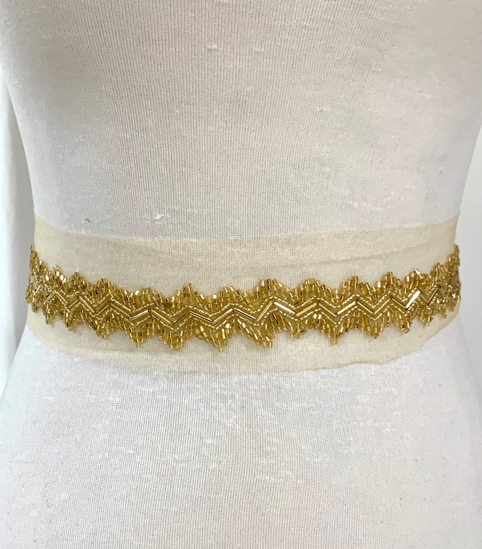 Gold Hand Beaded Trim, Hand Embroidered Trim, Bridal Trim, Bridal Sash ...