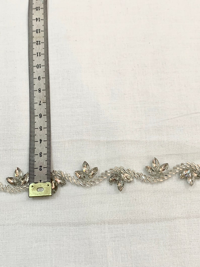 Silver Bridal Trim Silver Crystal Trim Silver Hand Beaded - Etsy
