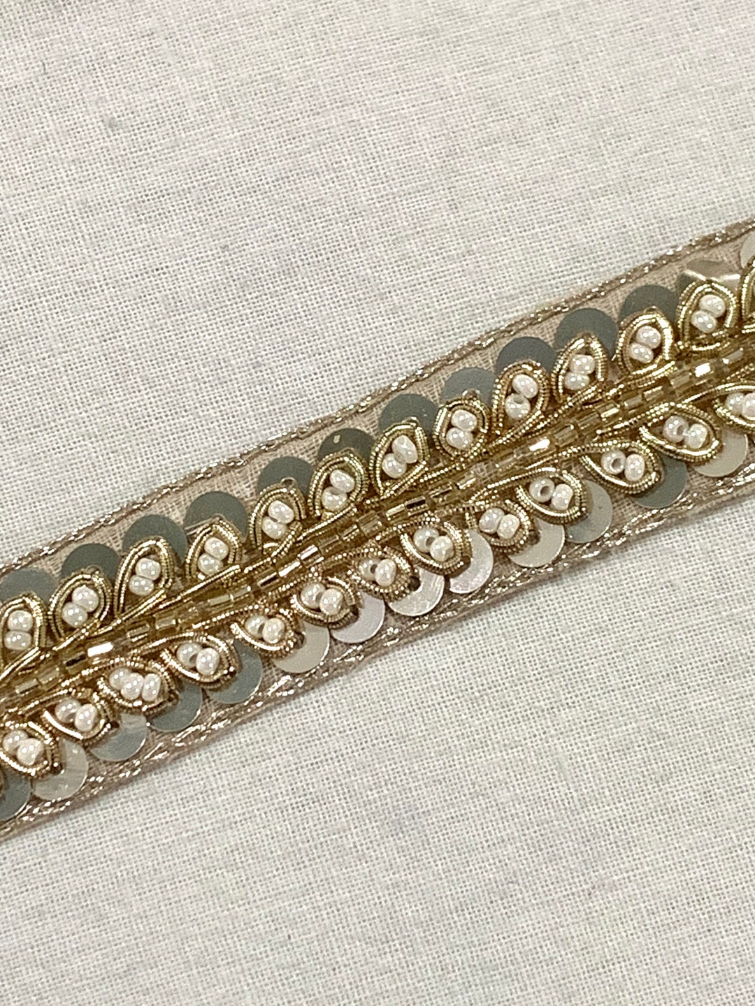 Gold Bridal Trim, Hand Embroidered Formal Trim, Evening Wear Trim, Home ...