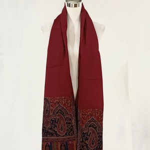 Red Pure Wool Shawl, Red N Black Winter Shawl, Hand Woven Paisley Shawl ...