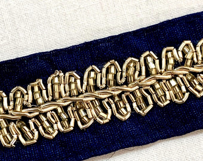 Navy Blue Trim, Gold Embroidered Trim, Navy Blue N Gold Trim, Scalloped ...