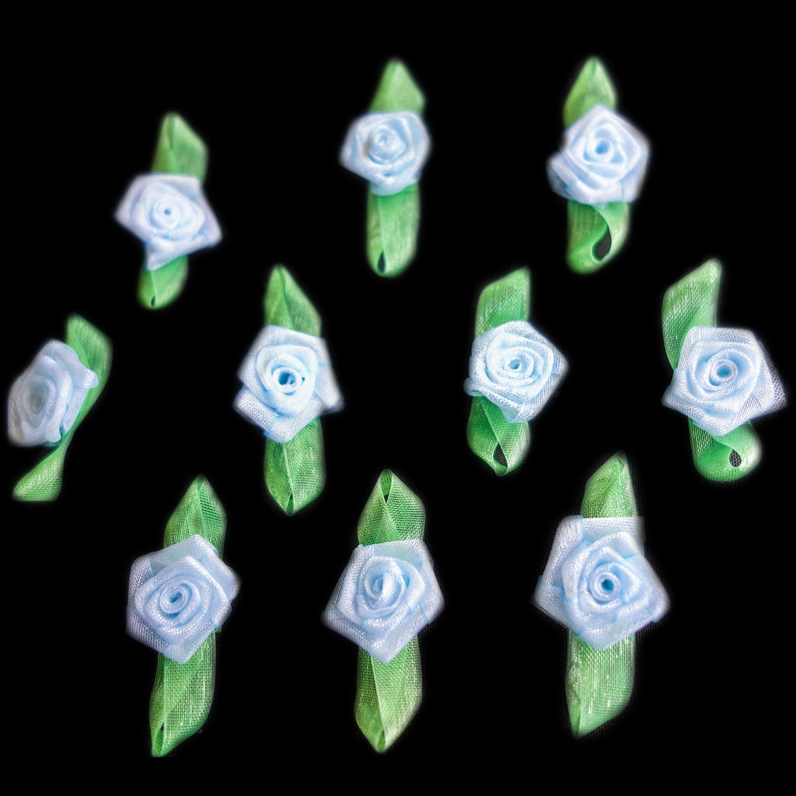 Miniature Sheer Blue Coiled Ribbon Rose Buds | Etsy