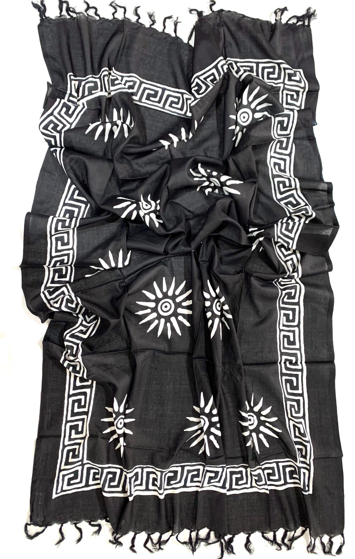 Black Sarong Shawl, 100% Viscose, Black N White Beach Wear Shawl, Women ...