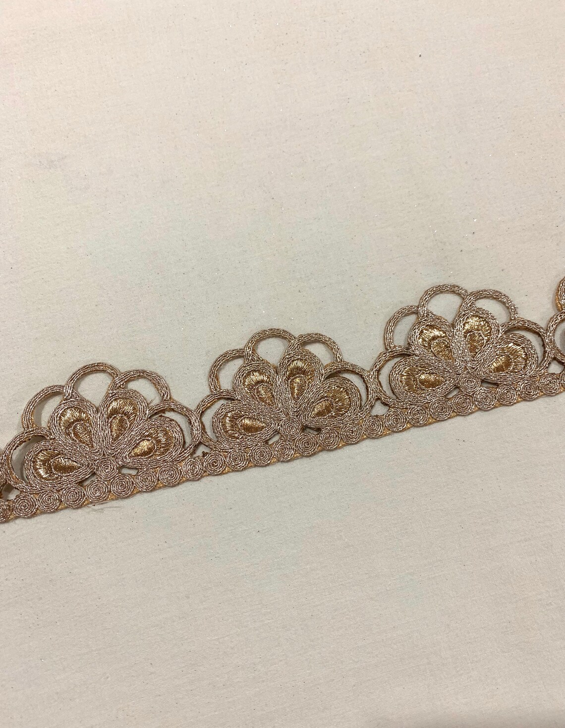 Pink Gold Edging Trim, Embroidered Rose Pink Trim, Floral Lace Trim ...