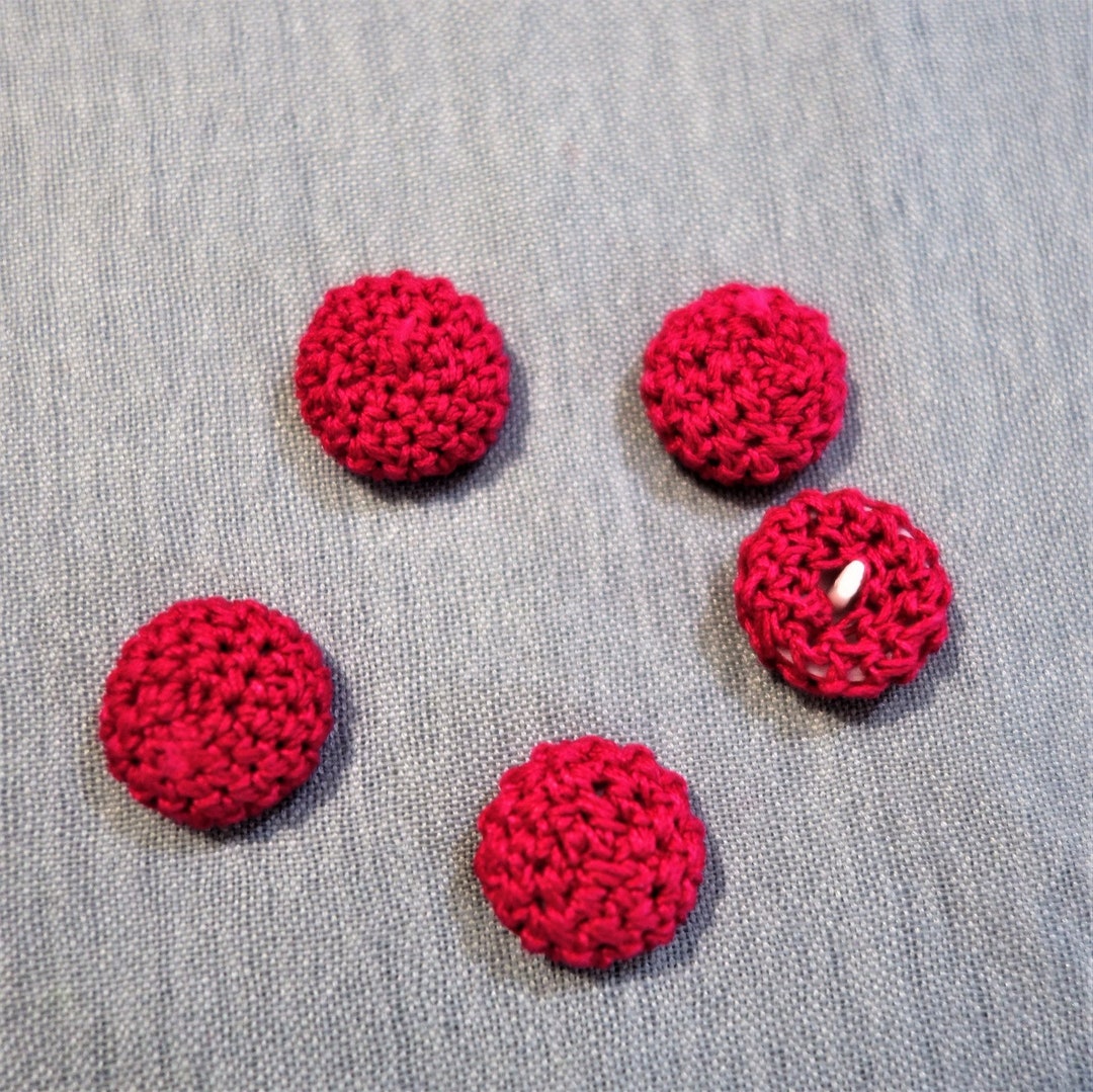 Round Acrylic Buttons Covered With Crochet Hot Pink Cotton Thread - Etsy