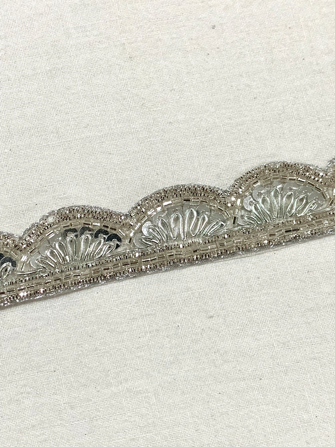 Silver Beaded Trim Silver Hand Embroidered Trim Bridal Trim - Etsy ...