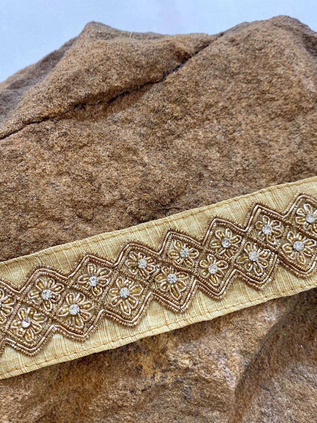 Antique Gold Trim, Hand Embroidered Trim, Gold Zardosi Trim, Formal ...