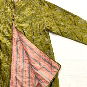 Green Silk Jacket, Olive Green Reversible Jacket, Hand Block Printed ...