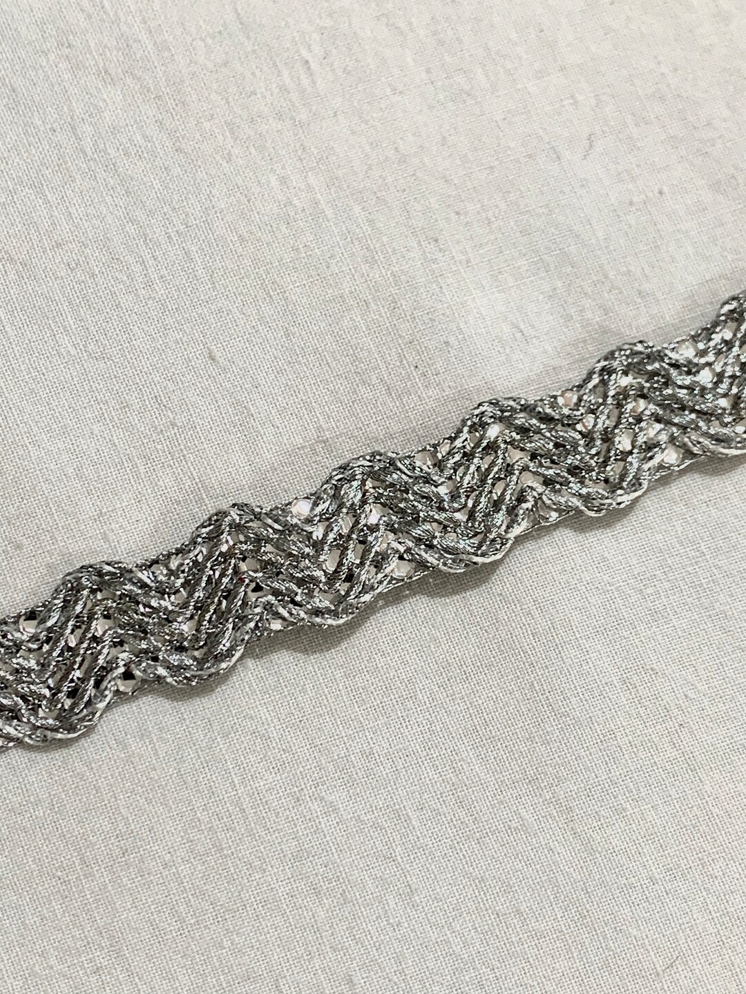 2 Yards Silver Trim - Woven Net Trim - Metallic Thread Trim - Silver ...