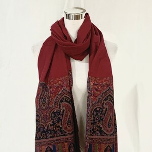 Red Pure Wool Shawl, Red N Black Winter Shawl, Hand Woven Paisley Shawl ...