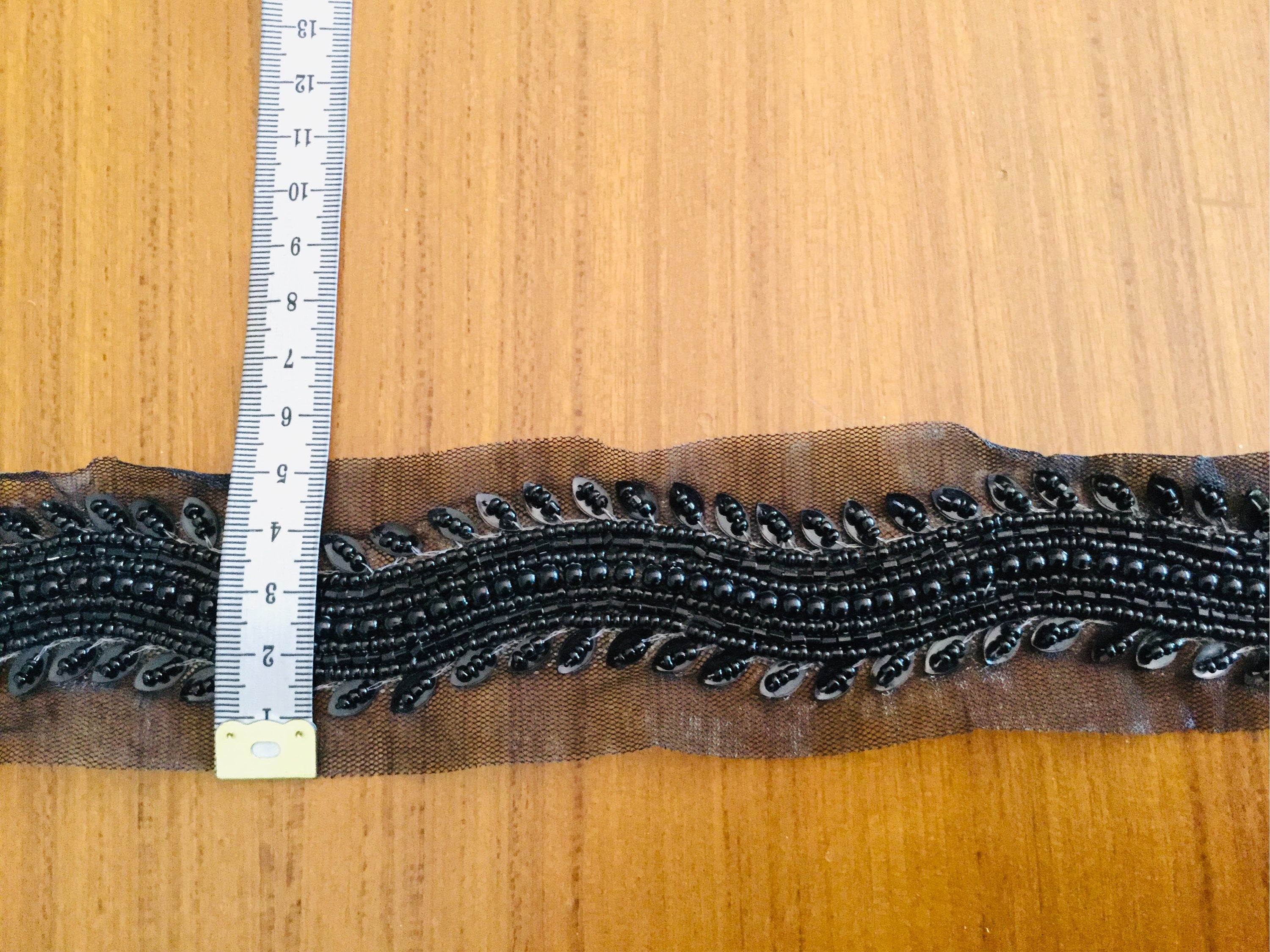 Black Trim, Black Hand Embroidered Trim, Hand Beaded Trim, Casual N ...