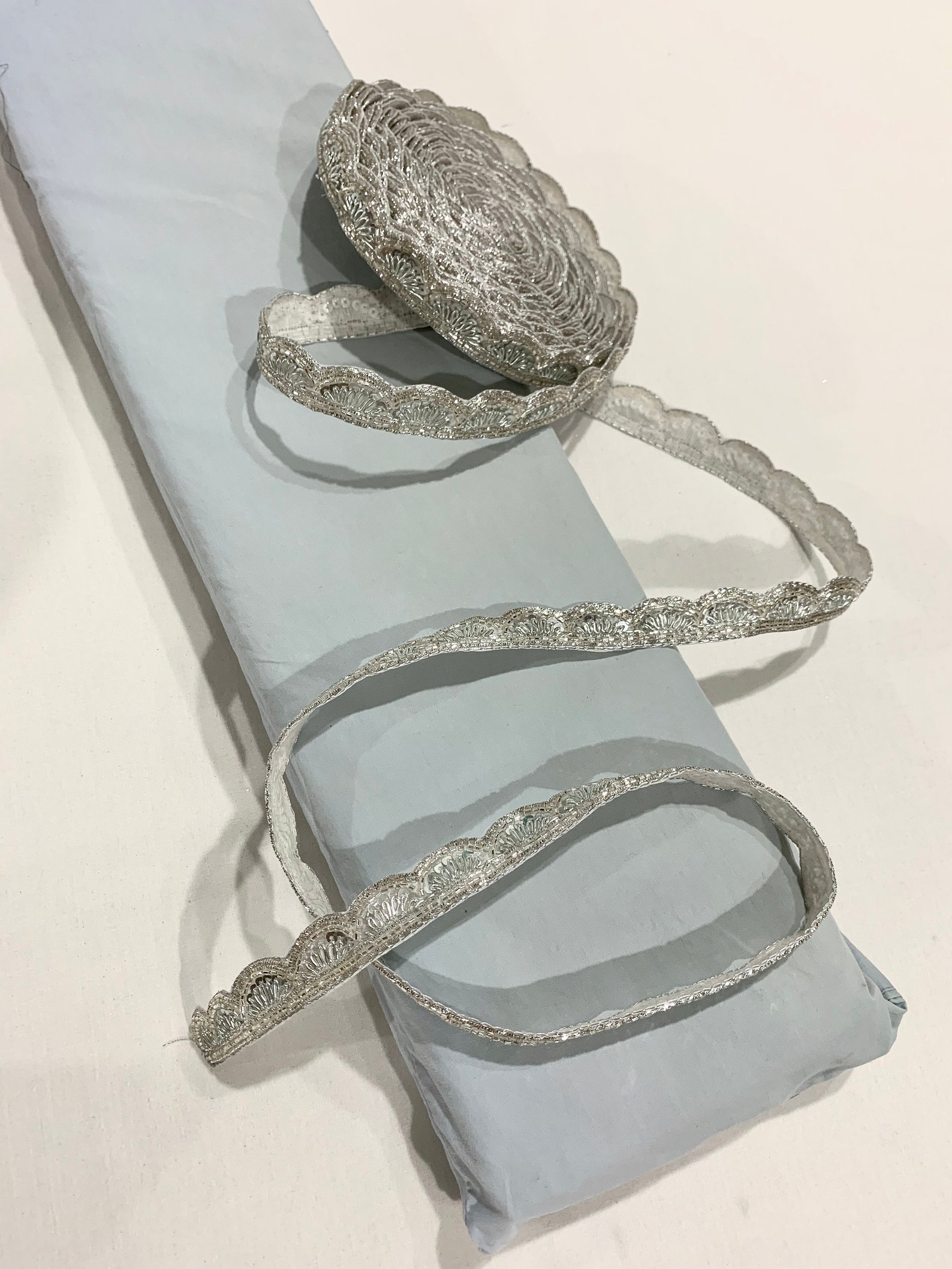 Silver Beaded Trim Silver Hand Embroidered Trim Bridal Trim - Etsy ...