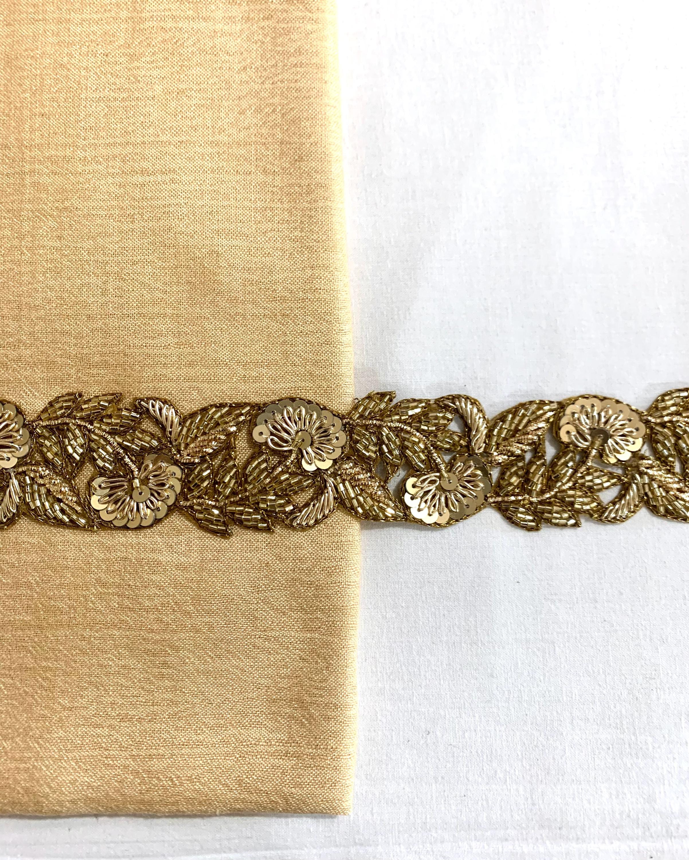 Antique Golden Trim, 2 Tone Golden Trim, Hand Embroidered Trim, Formal ...