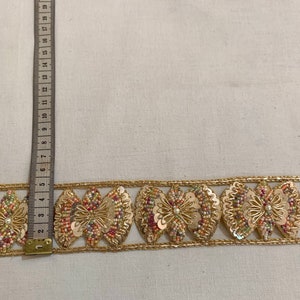 Multicoloured Gold Trim, Hand Embroidered Formal Wear Rim, Golden Cut ...