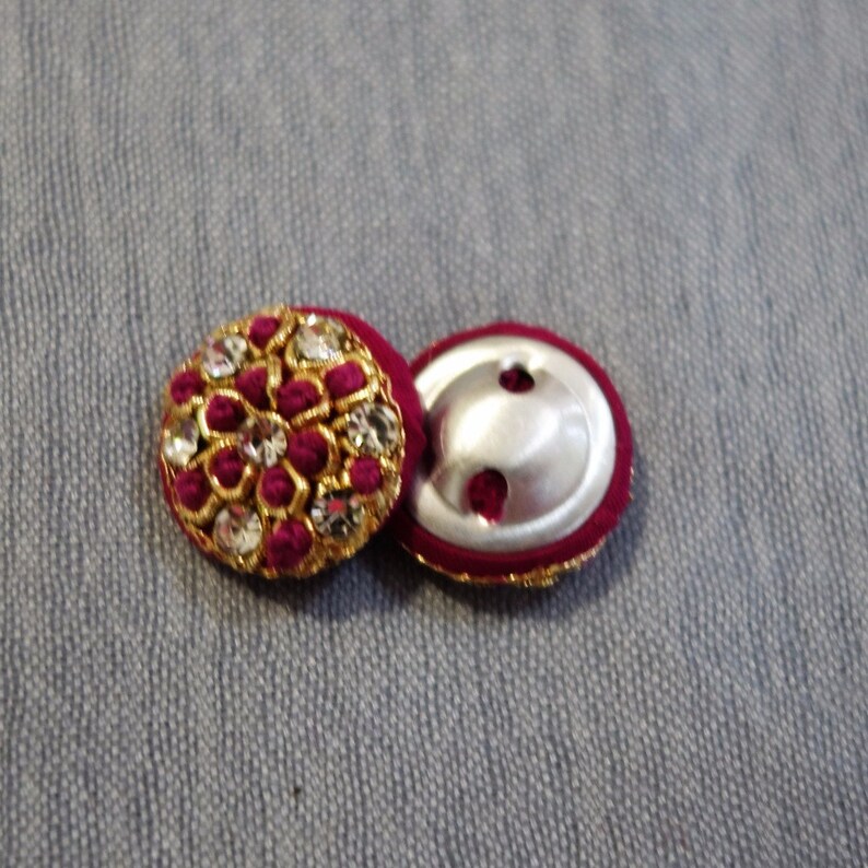 Maroon Silk Buttons Hand Embroidered With Golden Metallic - Etsy Australia