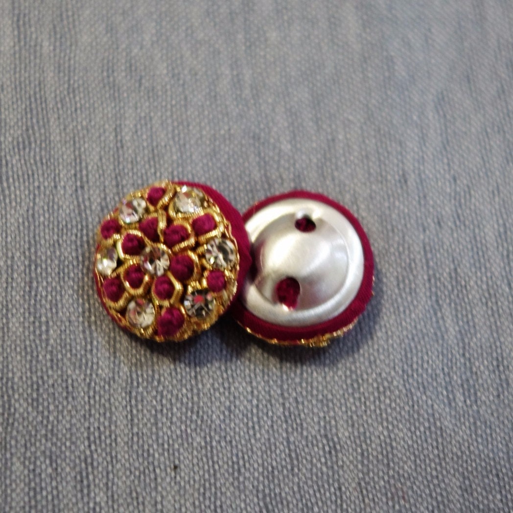 Maroon Silk Buttons Hand Embroidered With Golden Metallic - Etsy Australia