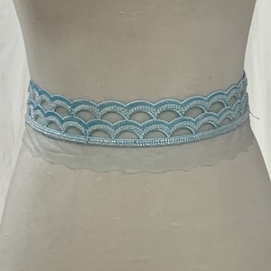 Blue Beaded Trim, Light Blue Embroidered Trim, Border Trim, Fashion ...