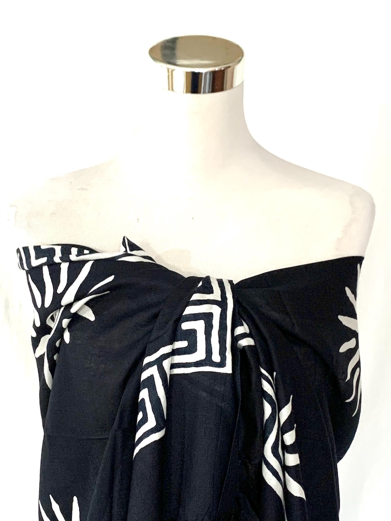 Black Sarong Shawl, 100% Viscose, Black N White Beach Wear Shawl, Women ...
