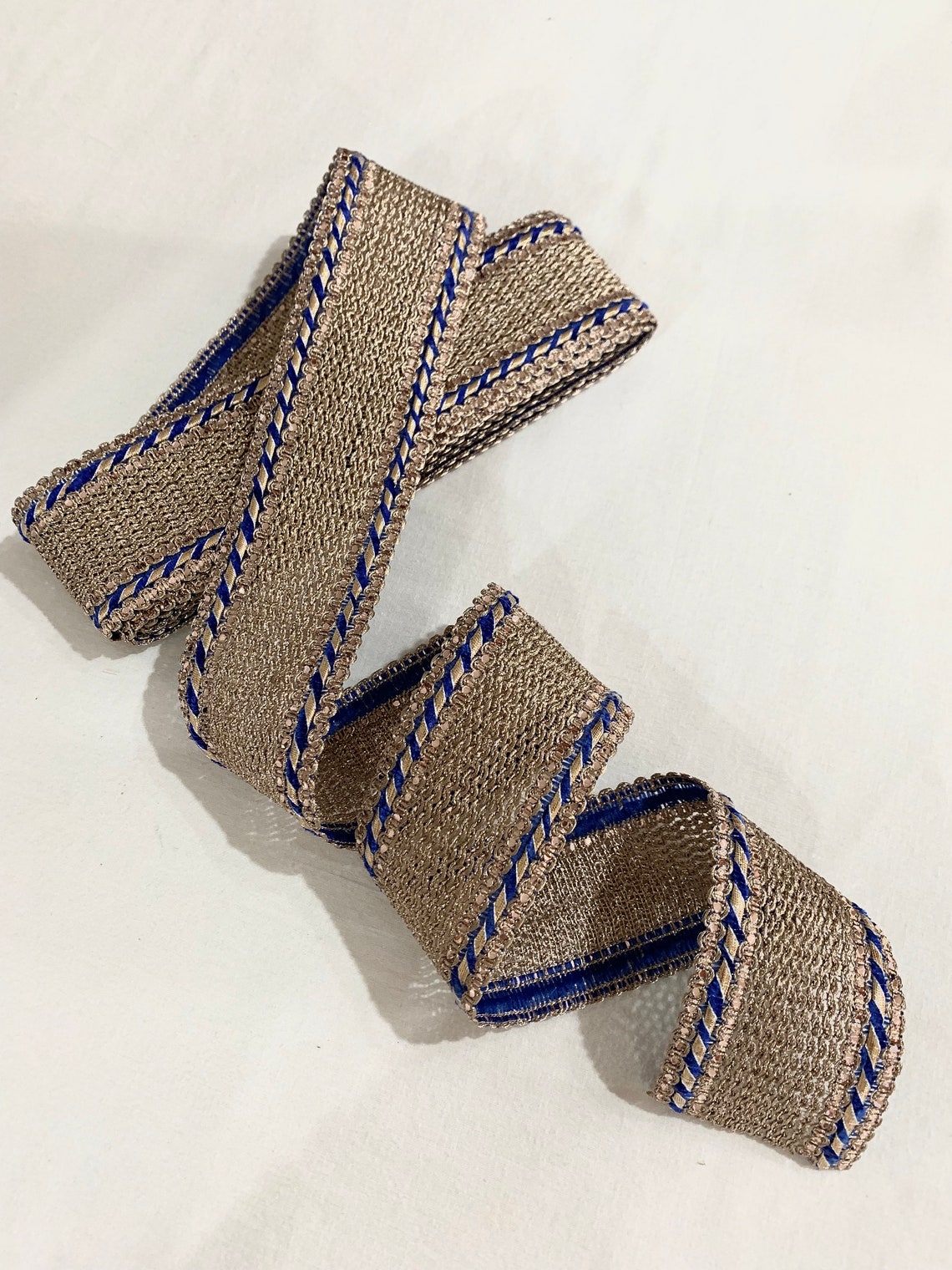 Rose Gold Trim, Rose Gold N Blue Trim, Woven Threads Trim, Bordered ...