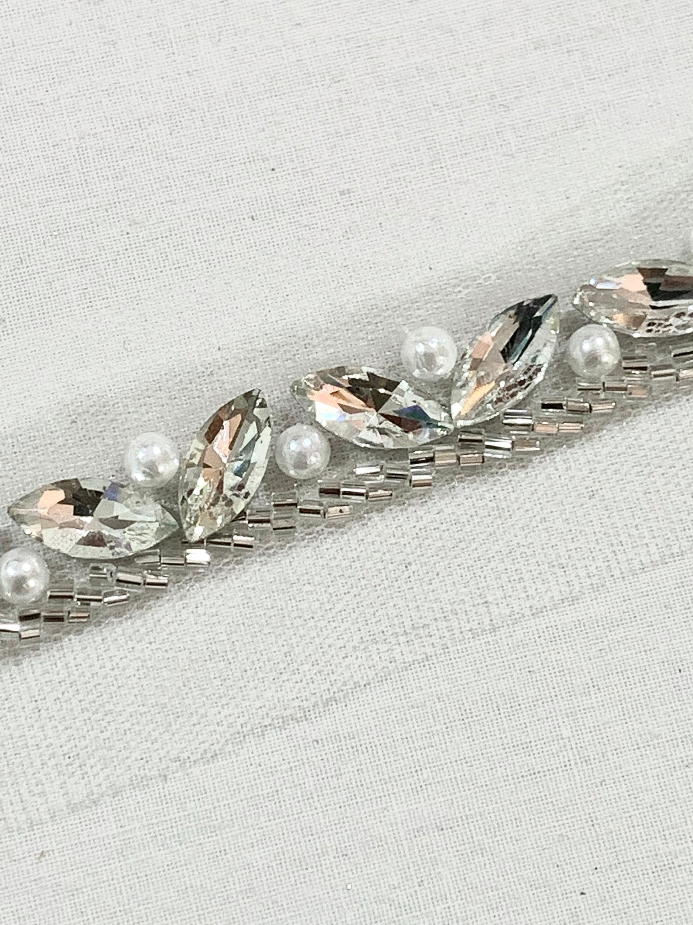 Silver Bridal Trim Silver Crystal Trim Silver Hand Beaded - Etsy Australia
