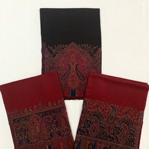 Red Pure Wool Shawl, Red N Black Winter Shawl, Hand Woven Paisley Shawl ...