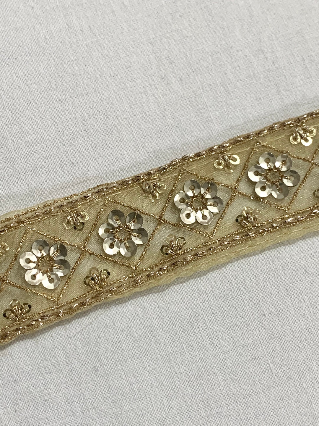 2 Yards of Gold Embroidered Trim, Gold Organza Trim, Costume N Home ...