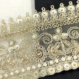Soft Gold Bridal Trim, Hand Embroidered Border Trim, Formal Wear ...