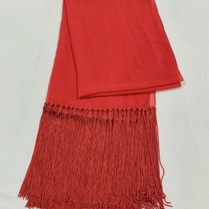 Red Plain Shawl, Basic Red Evening Wear Shawl, Red Long Fringed Shawl ...