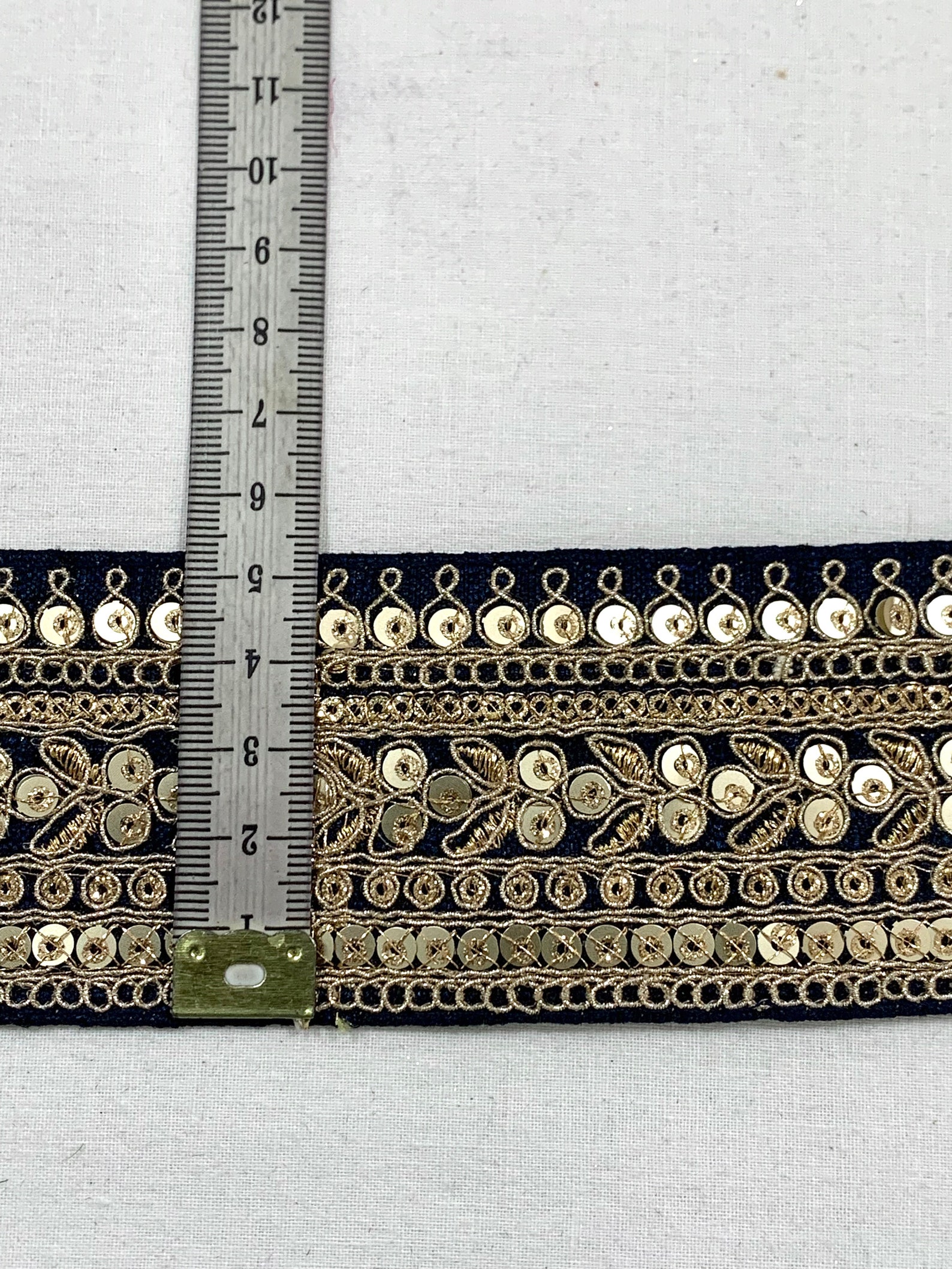 Navy Blue N Gold Trim, Embroidered Border Trim, Navy Blue N Gold ...