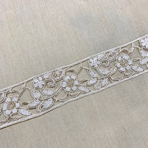 White N Gold Trim, Bridal Trim, Cut Work Trim, Formal Wear Trim, Hand ...