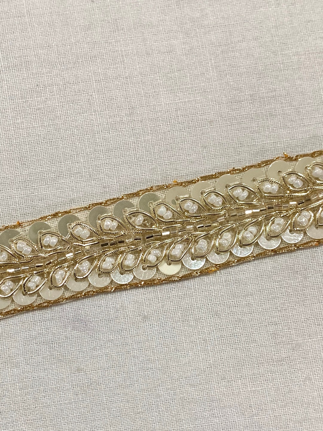 Cream N Gold Bridal Trim, Hand Embroidered Formal Trim, Evening Wear ...