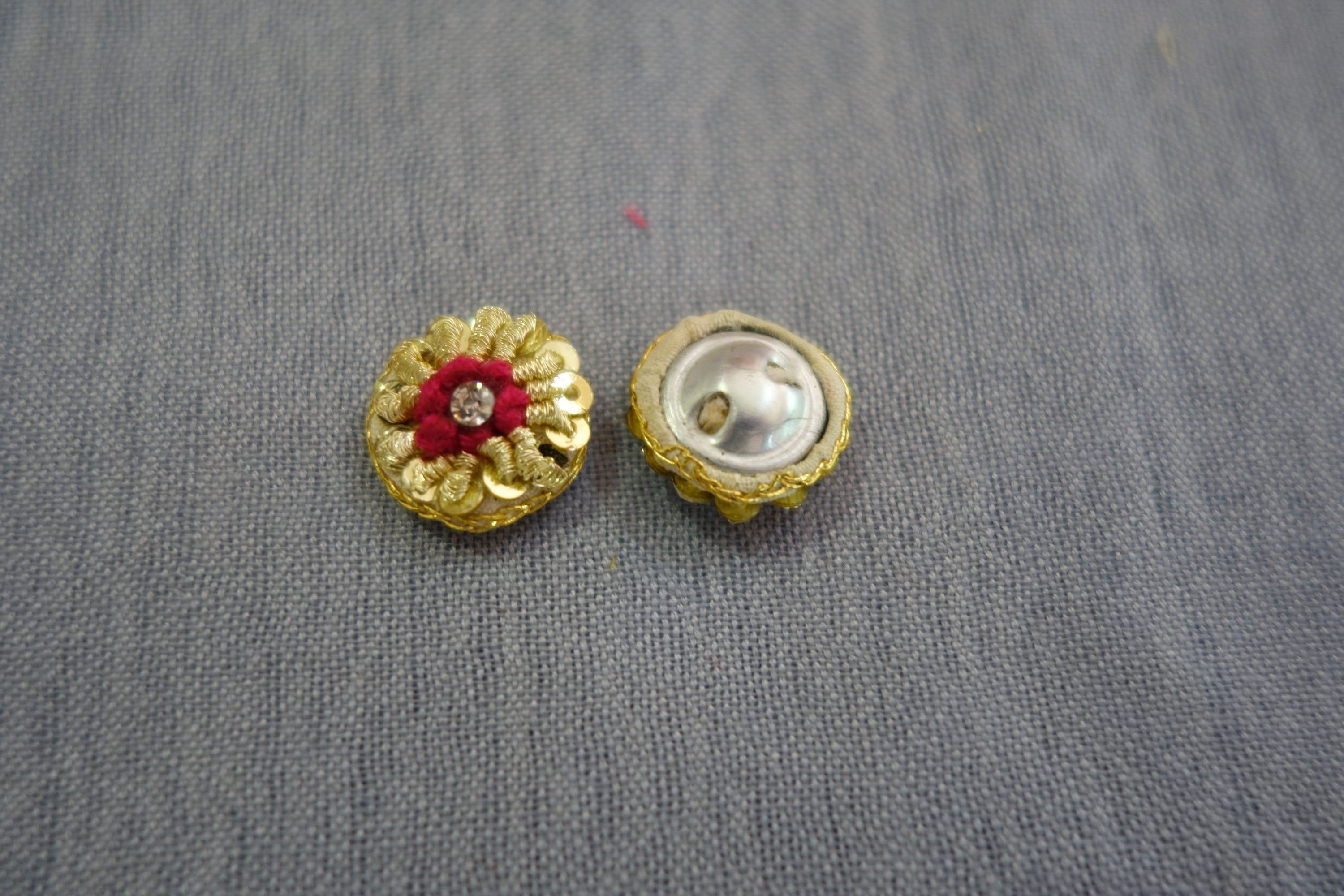 Crystal Buttons Golden Metallic Buttons Red Button With | Etsy