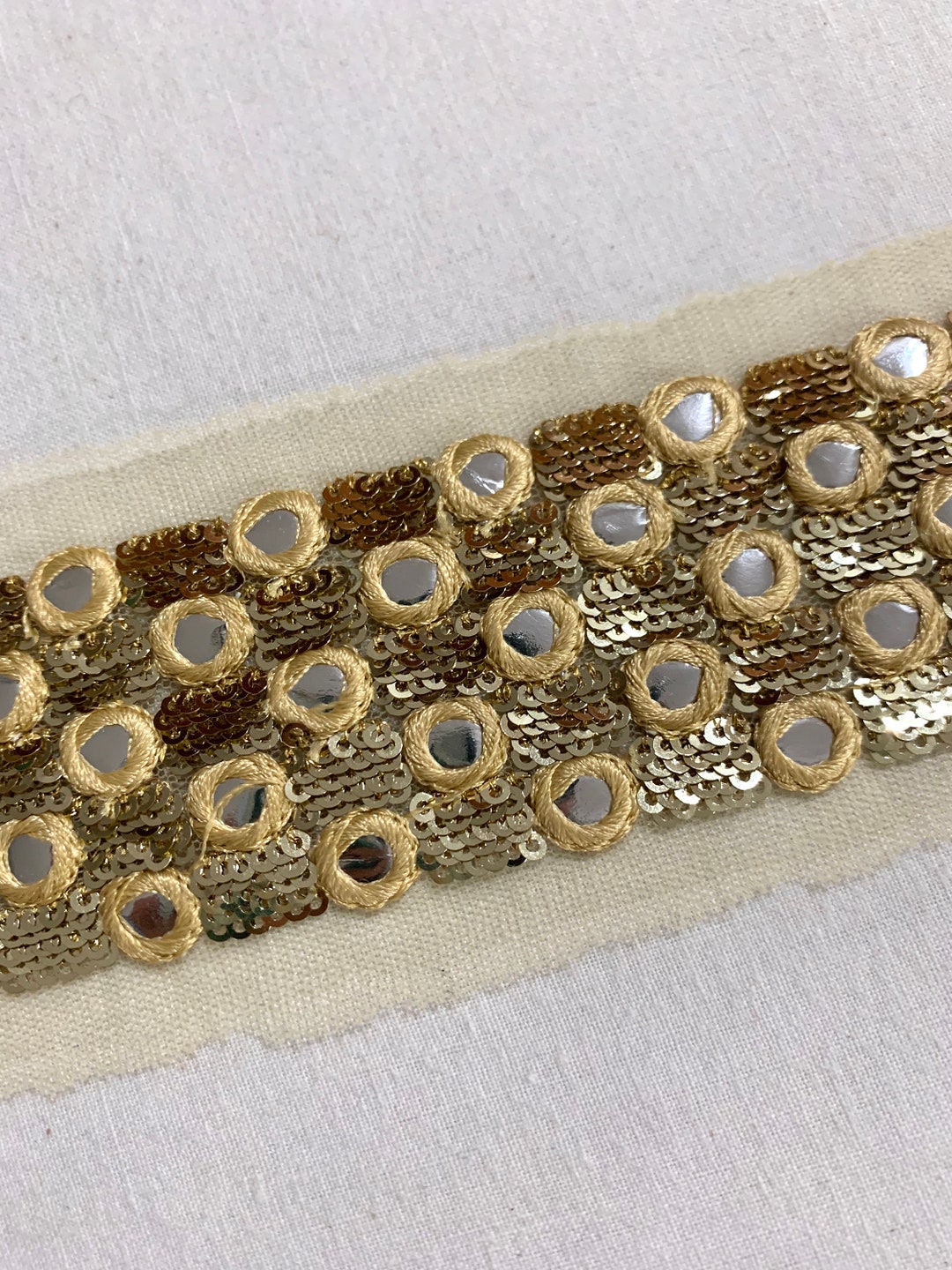 Gold Trim, Tulle Trim, Hand Made Trim, Golden Sequins N Soft Mirrors ...