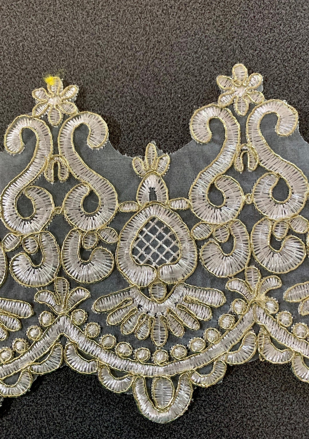 White Sheer Cut Work Trim With Cream and Gold Embroidery - Etsy