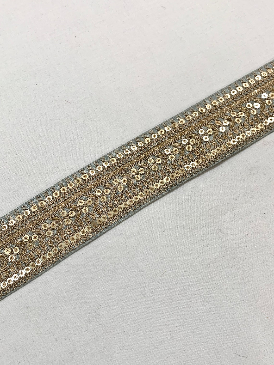 Grey N Gold Trim, Embroidered Border Trim, Soft Grey N Gold Fashion ...