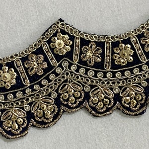 Navy Blue Trim, Gold Embroidered Trim, Navy Blue N Gold Trim, Scalloped ...